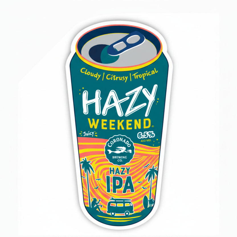 Shop CBC Hazy Weekend Beer Can Vinyl Sticker (3.25" x 1.68")